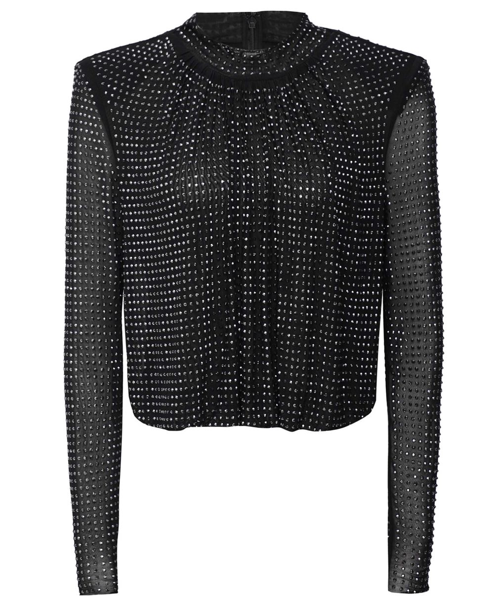 Self-Portrait Black Rhinestone Mesh Top | Jules B
