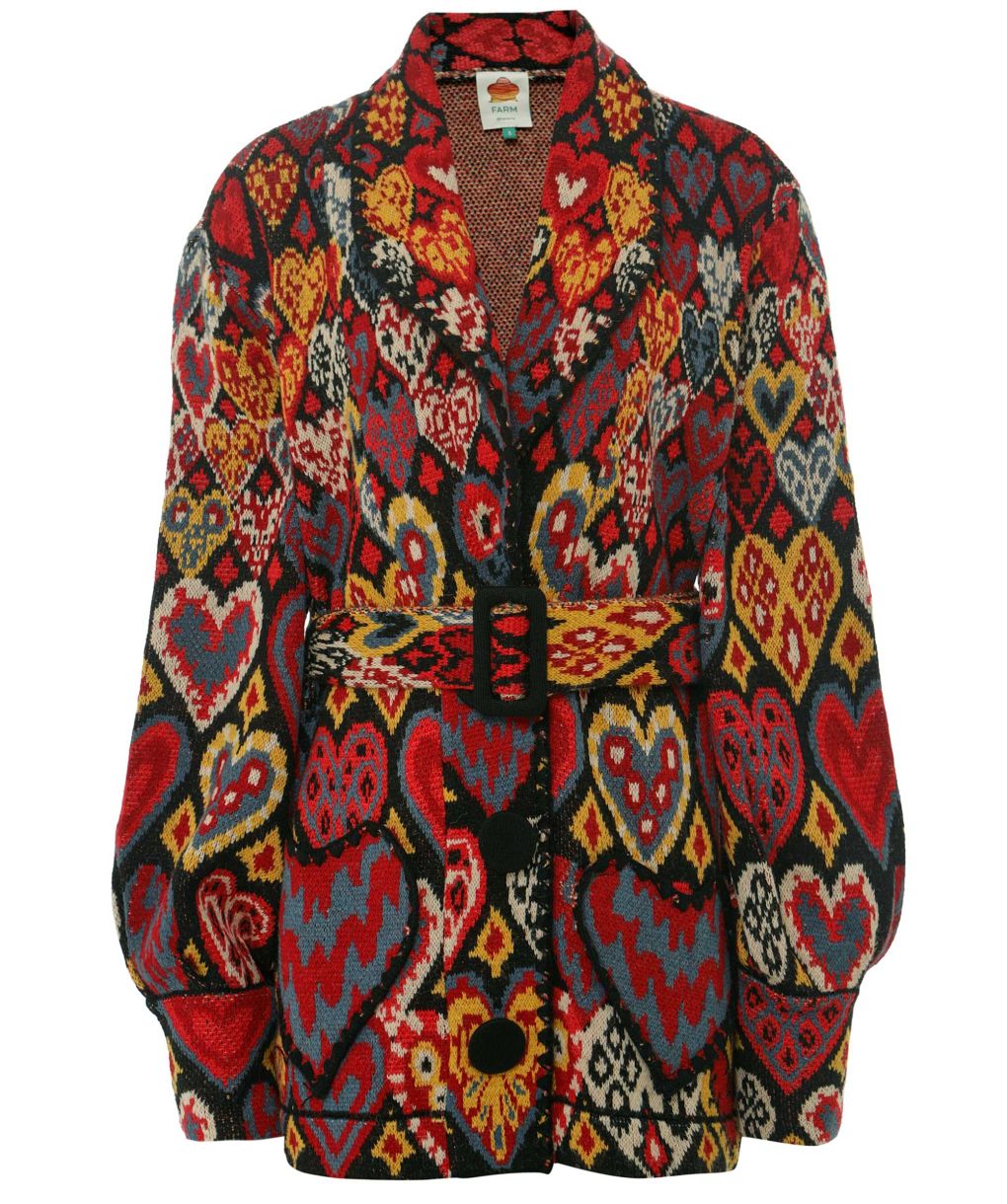 Farm Rio Hearts Ikat Knitted Blazer