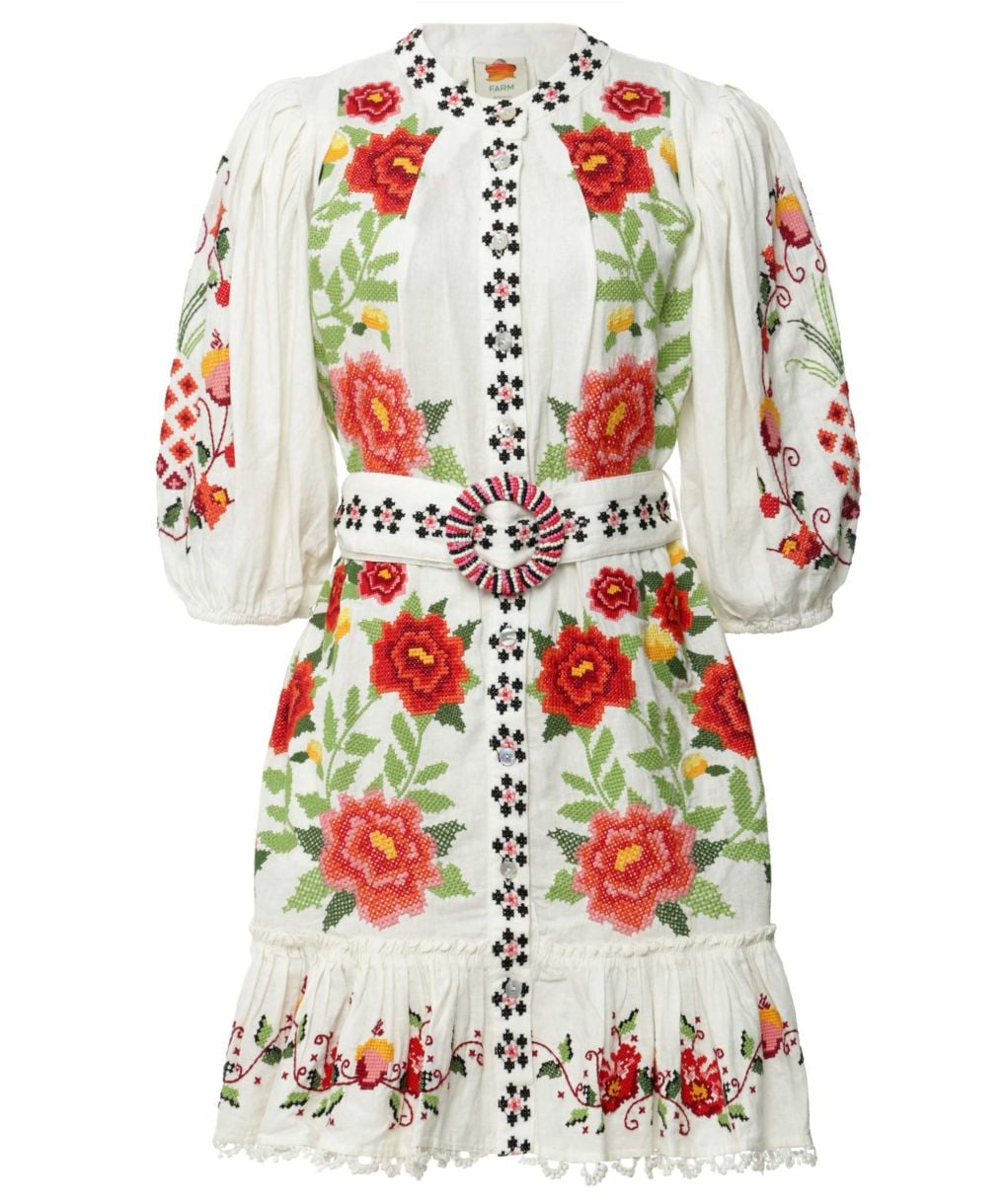Farm Rio Embroidered Carmina Floral Mini Dress