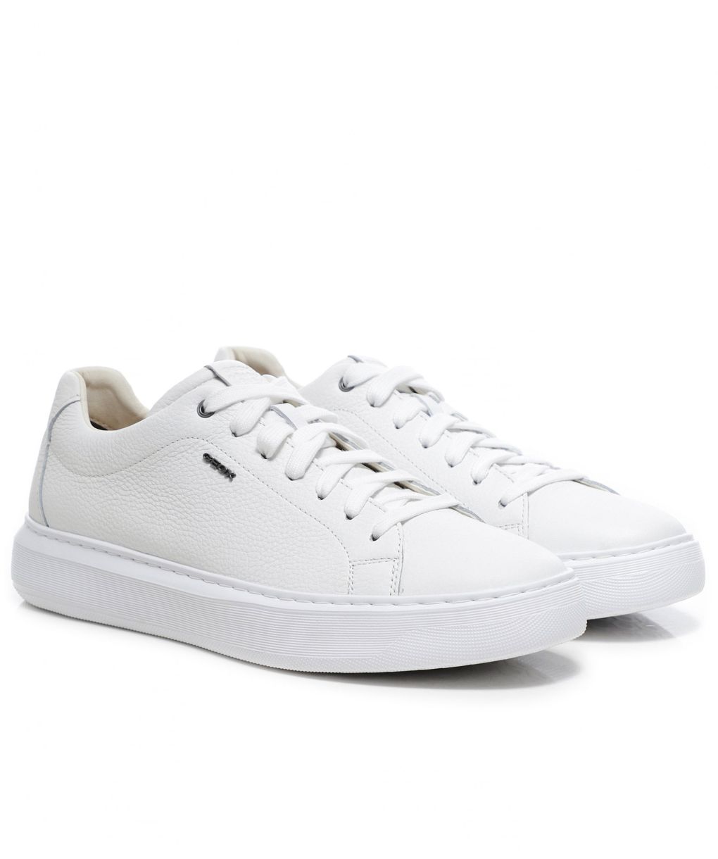 Geox White Tumbled Leather Deiven Trainers | Jules B