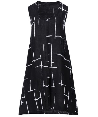 Ralston Black Filo Graphic Linen Tunic | Jules B