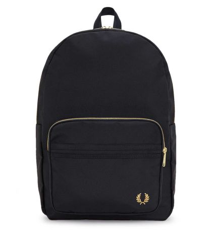 Fred Perry Black Textured Backpack