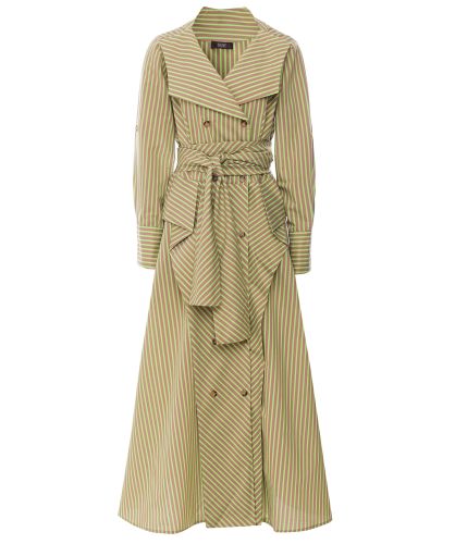 Bize Asymmetric Pinstripe Long Dress