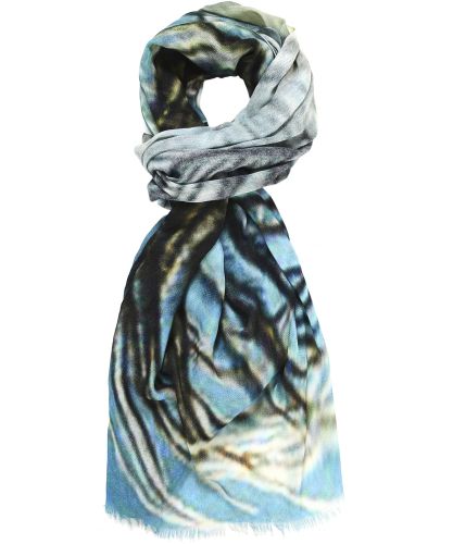 Oska Blue Feather Print Scarf | Jules B