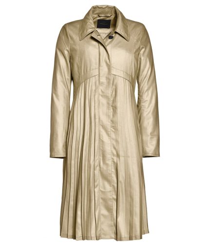 Creenstone Beige Metallic Pleated Coat | Jules B