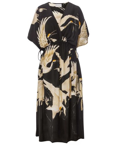 One Hundred Stars Black Stork Drawstring Dress
