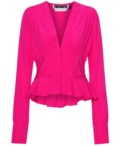 ROTATE Pink Tracy V-Neck Top | Jules B