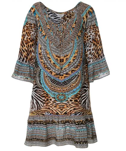 Inoa Brown Savannah Silk Gypsy Dress | Jules B