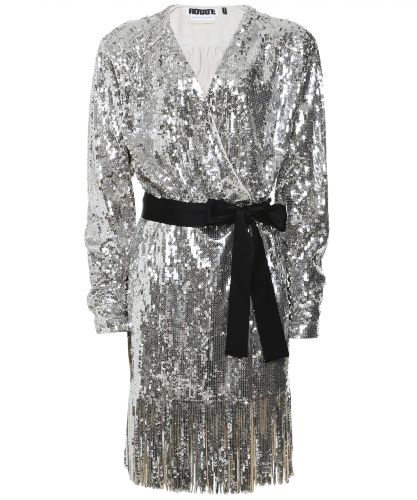 ROTATE Silver Samantha Sequin Belted Mini Dress | Jules B