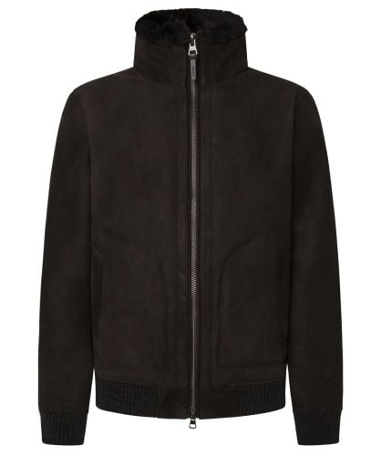 Hackett Dark Brown Shearling Bomber Jacket