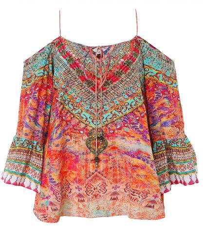 Inoa Orange Modena Silk Gypsy Top | Jules B