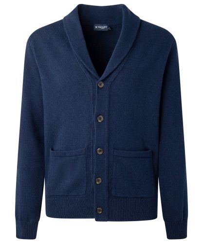 Hackett Navy Cotton Linen Shawl Cardigan | Jules B