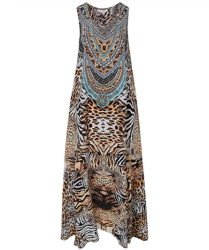 Inoa Brown Savannah Silk Sleeveless Maxi Dress | Jules B