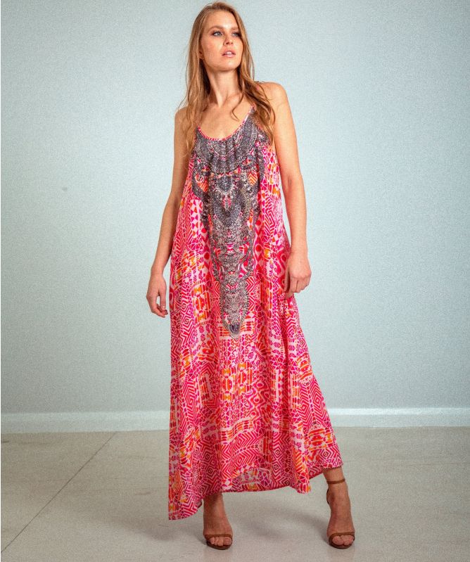 Inoa Red Shiraz Silk Maxi Dress | Jules B