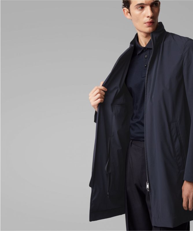 BOSS Navy Slim Fit Water-Repellent Deean Coat | Jules B
