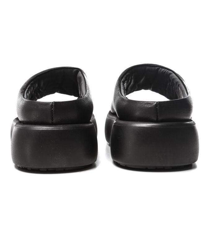Lofina Black Leather Platform Sliders | Jules B