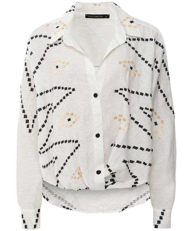 Greek Archaic Kori Linen Zig Zag Shirt
