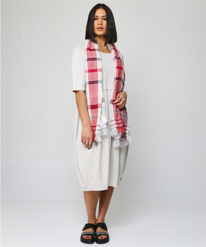Oska Ischiko Linen Blend Check Scarf | Jules B