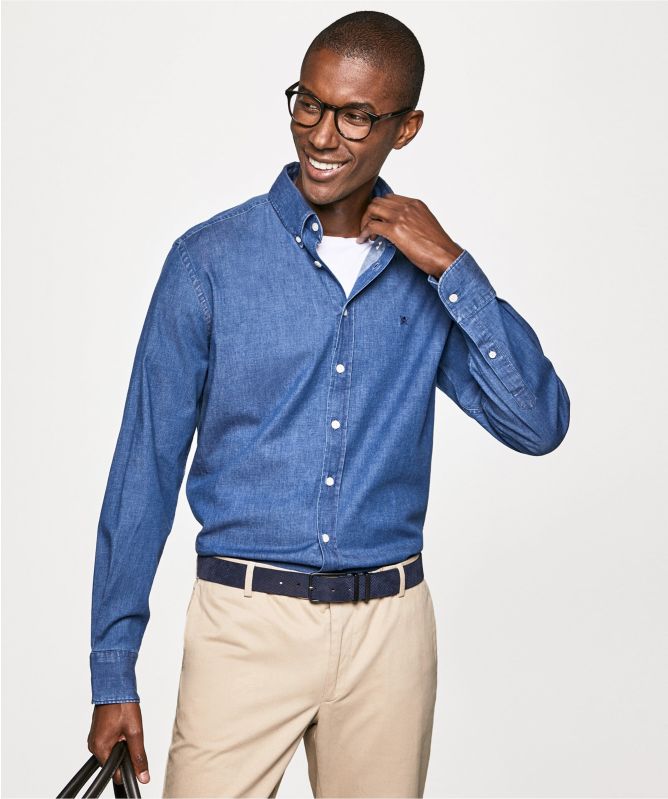 Hackett Blue Slim Fit Denim Shirt | Jules B