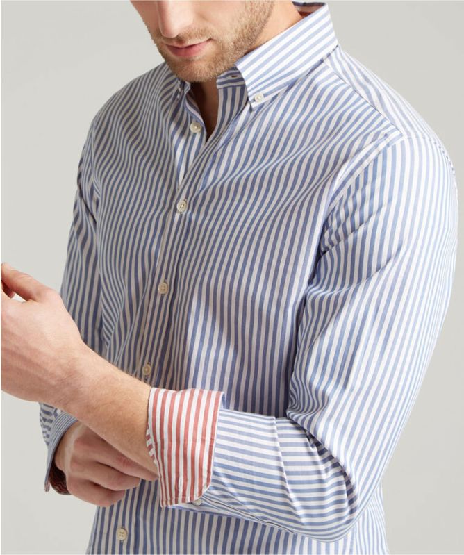 Hackett Blue Slim Fit Butcher Stripe Shirt | Jules B