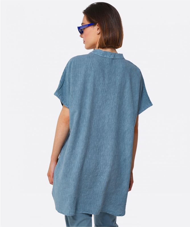 ISCHIKO Blue Califona Linen Blouse | Jules B