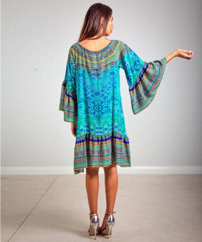 Inoa Blue Atlantis Silk Gypsy Dress | Jules B