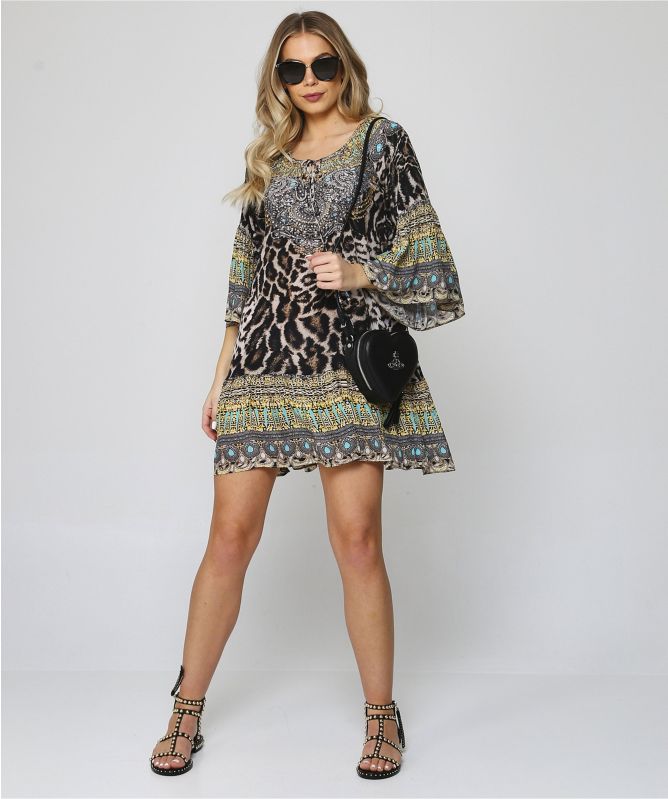 Inoa Brown Siberia Silk Gypsy Dress | Jules B