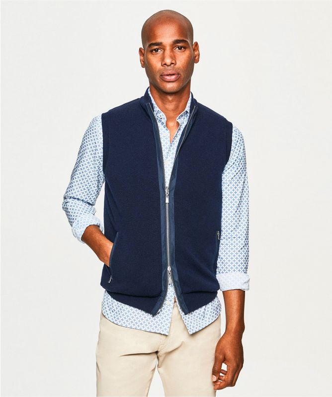 Hackett Navy Reversible Knit Gilet | Jules B