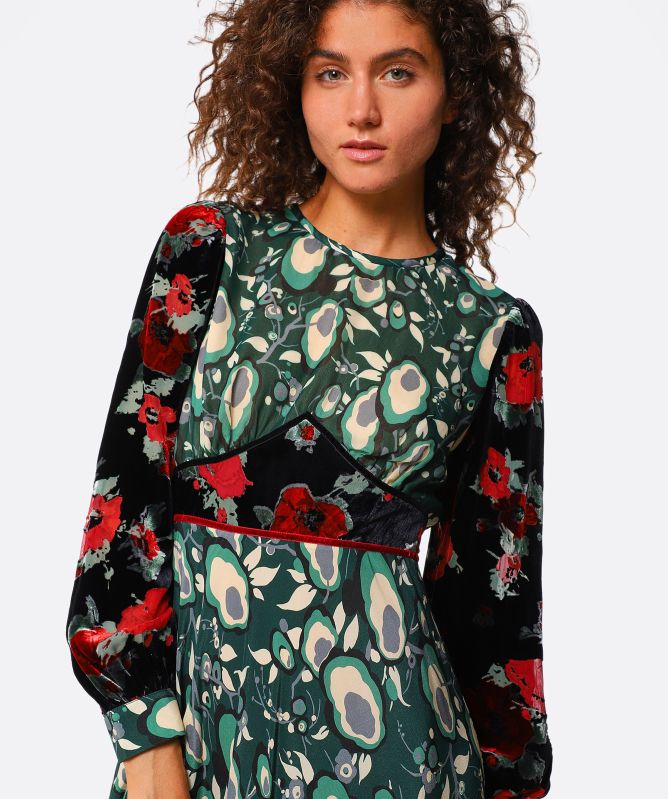 RIXO Silk Velvet Aurora Midi Dress | Jules B