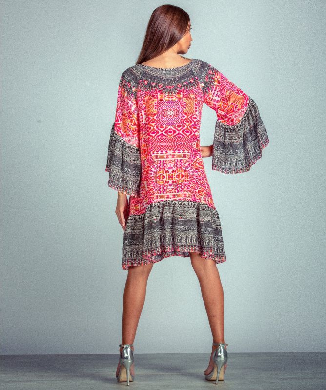 Inoa Red Shiraz Silk Gypsy Dress | Jules B