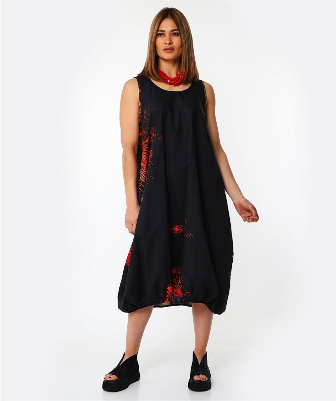 Thanny Black Linen Burst Dress | Jules B