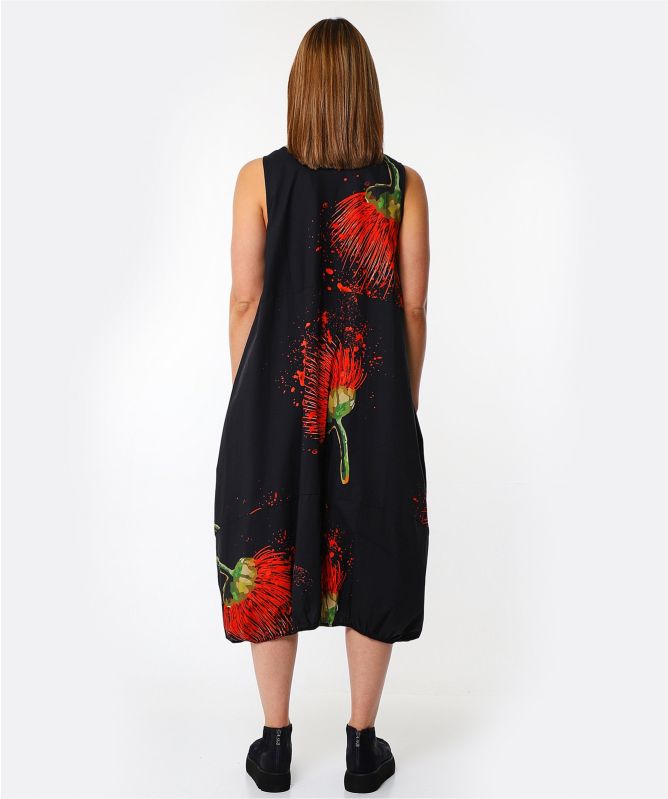 Thanny Black Linen Burst Dress | Jules B