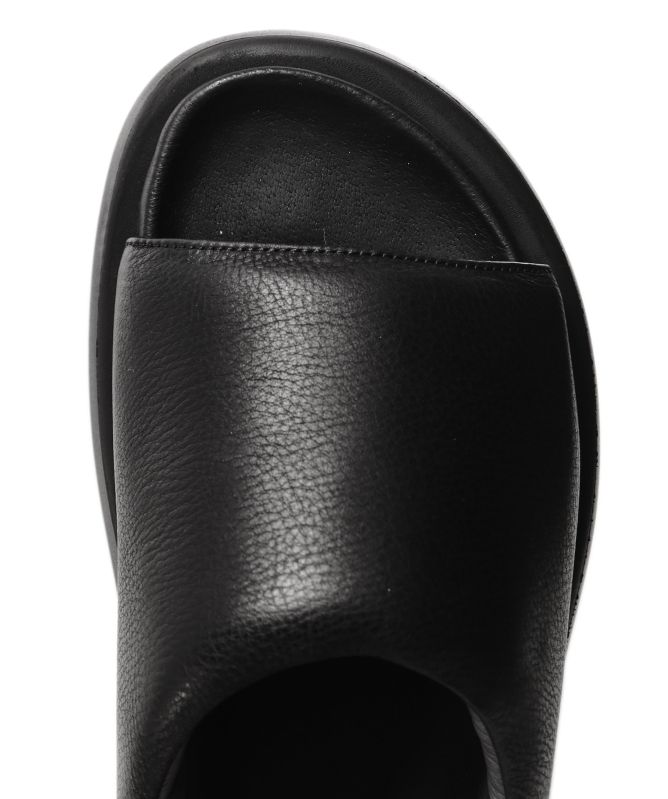 Lofina Black Leather Platform Sliders | Jules B