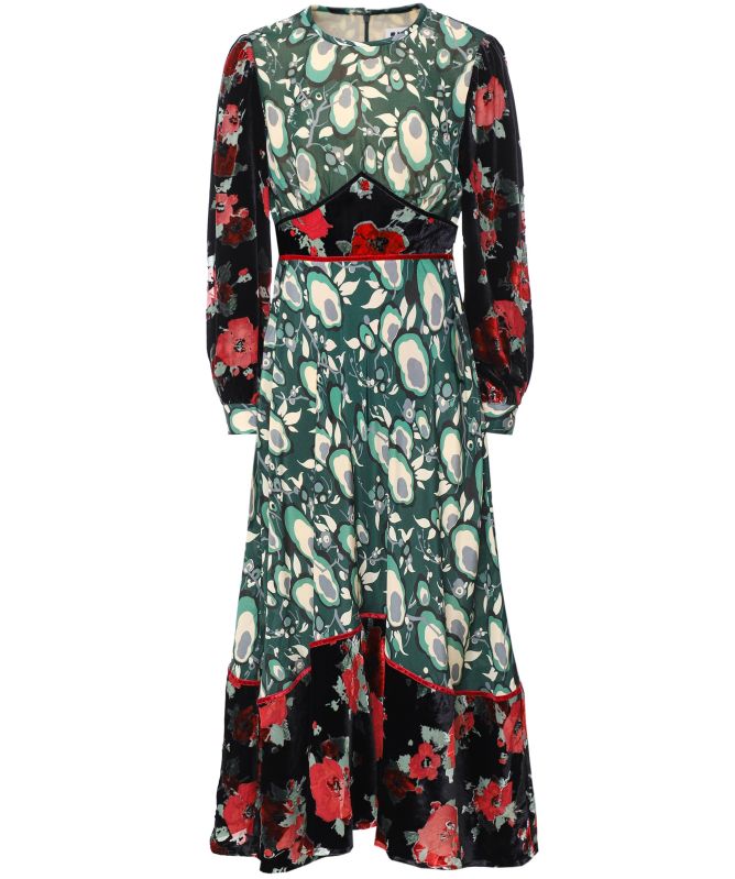 RIXO Silk Velvet Aurora Midi Dress | Jules B