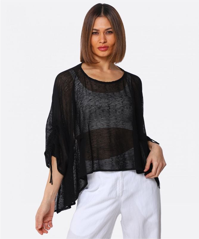 Philomena Christ Black Gauge Poncho | Jules B