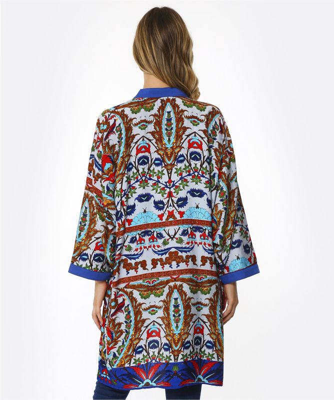 One Hundred Stars Blue Decadent Collared Kimono | Jules B