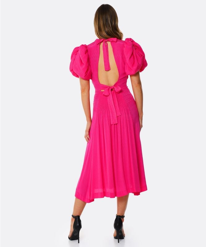 ROTATE Pink Dawn Satin Midi Dress | Jules B