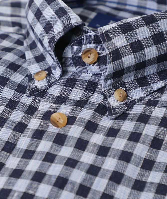 Eton Slim Fit Linen Check Shirt | Jules B