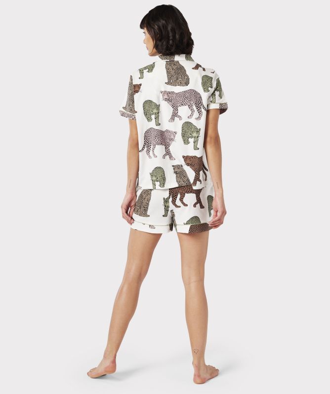 Chelsea Peers Organic Cotton Leopard Print Short Pyjamas
