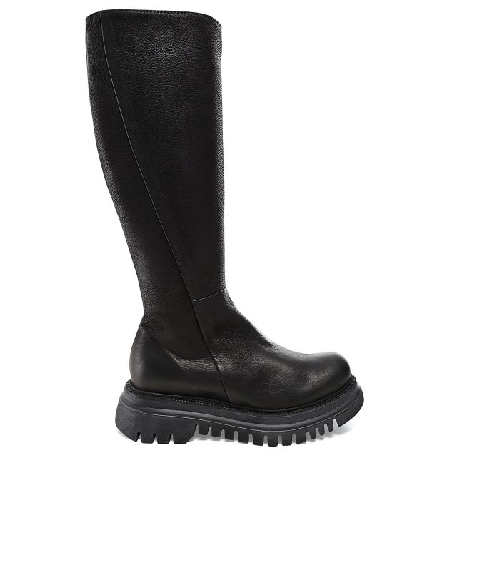Lofina Black Gasoline Knee Leather Boots | Jules B