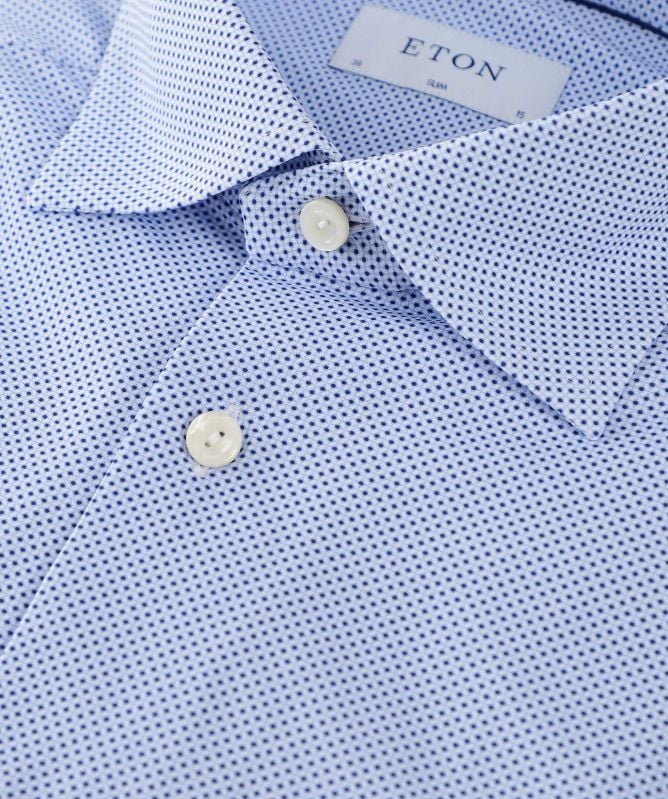 Eton Light Blue Slim Fit Micro Print Shirt