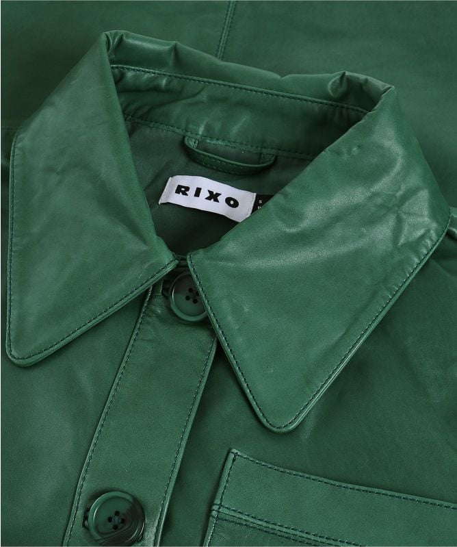 RIXO Green Francis Leather Jacket | Jules B
