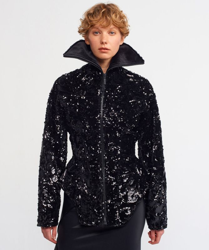 NU London Structured Sequin Jacket | Jules B
