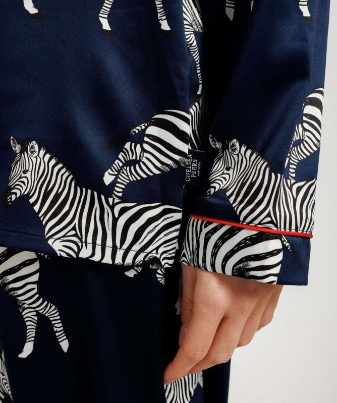 Chelsea Peers Satin Zebra Print Long Pyjamas