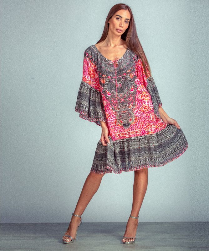 Inoa Red Shiraz Silk Gypsy Dress | Jules B