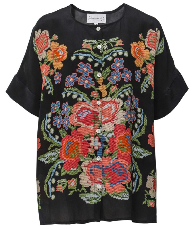 One Hundred Stars Woven Flower Tea Blouse