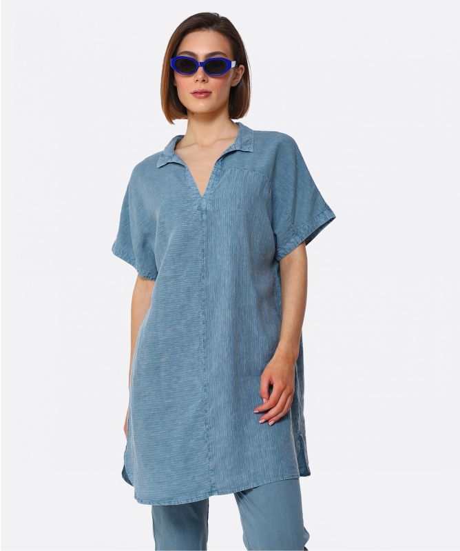 ISCHIKO Blue Califona Linen Blouse | Jules B
