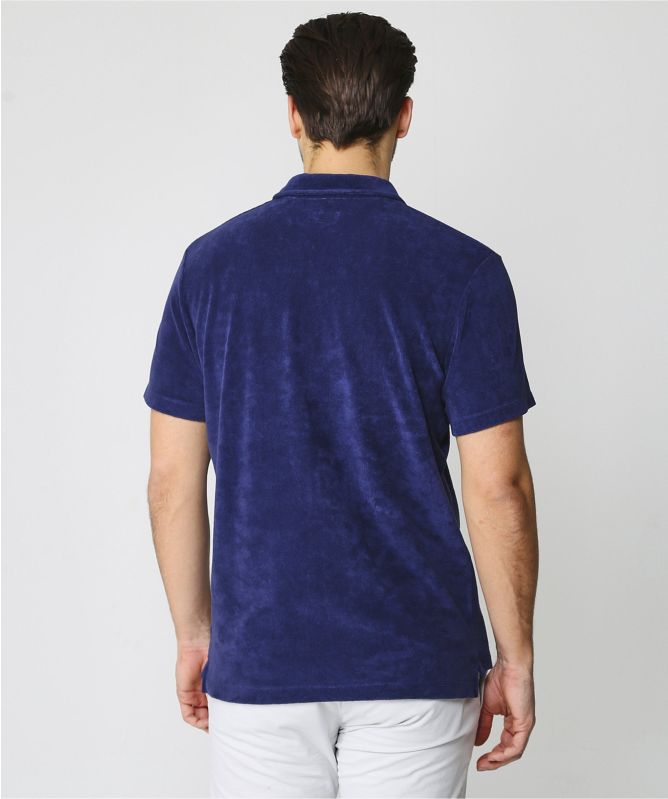 Universal Works Blue Terry Fleece Vacation Polo Shirt | Jules B