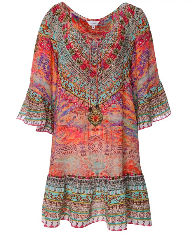 Inoa Orange Modena Silk Gypsy Dress | Jules B
