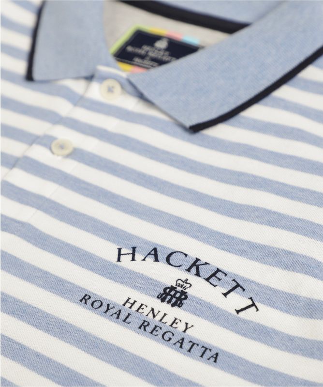 Hackett Blue Striped Henley Royal Regatta Polo Shirt | Jules B